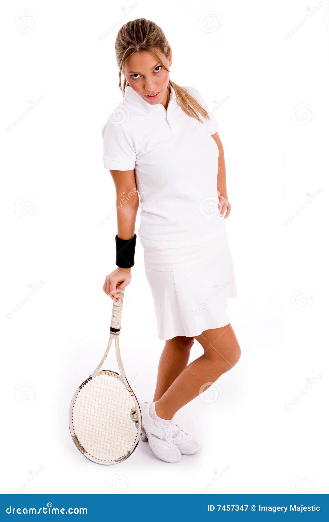 Side View of Standing Player with Tennis Racket Stock Image - Image of ...