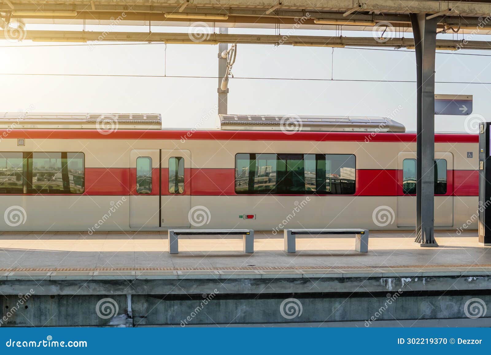Side View of the Station Platform and Commuter Train in the Parking Lot ...