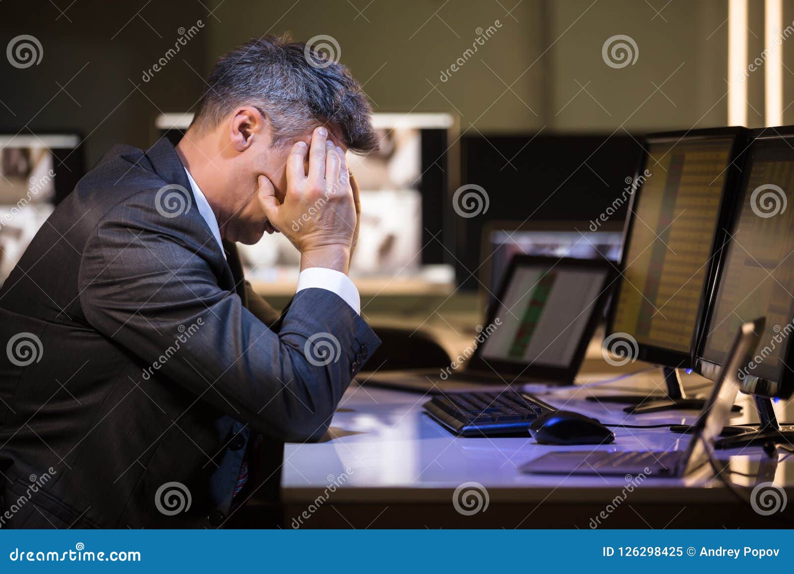 Stressed Businessman Sitting in Office Stock Image - Image of people ...