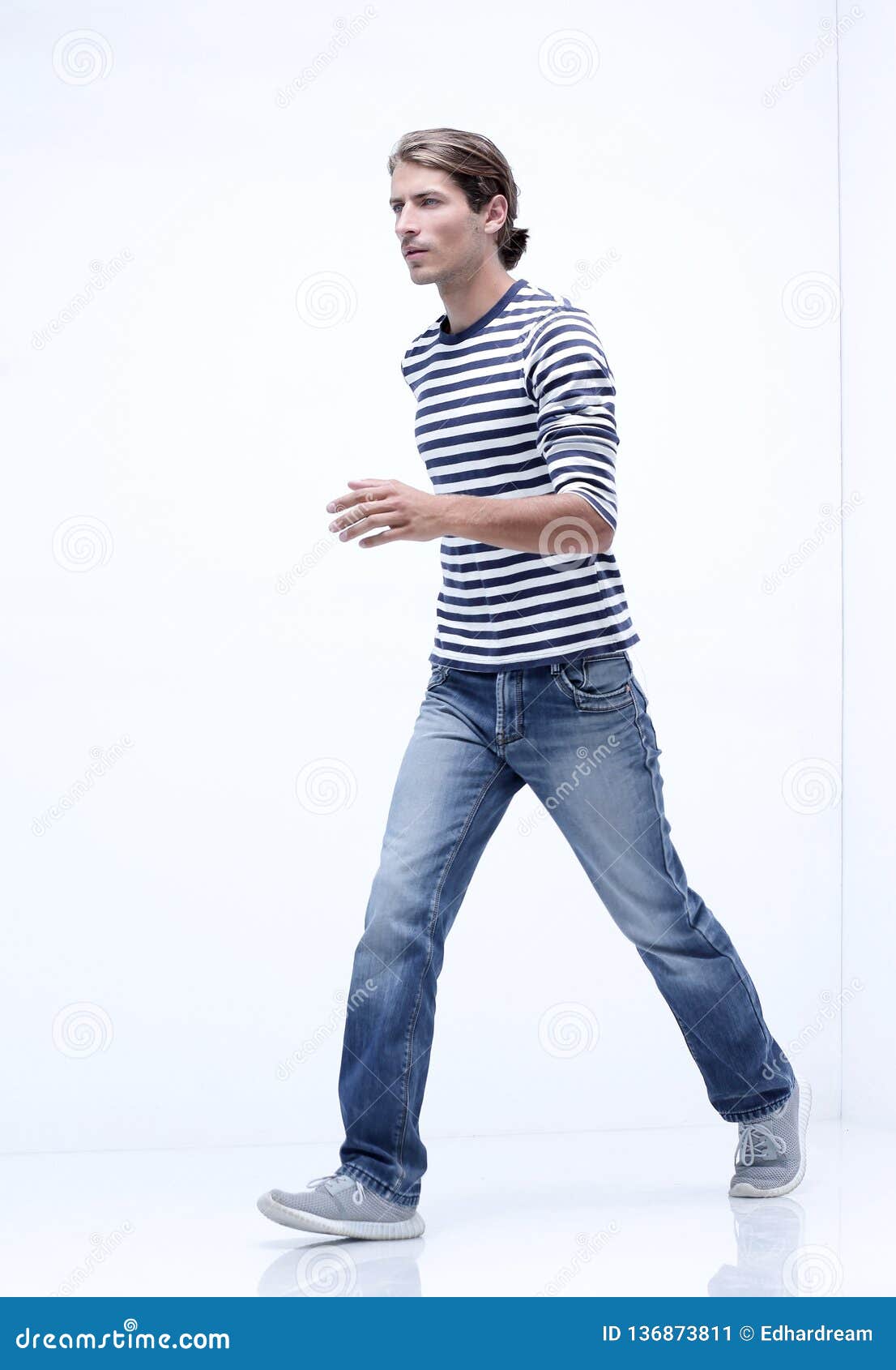 Side View.strong Young Man Goes Forward Stock Image - Image of human ...