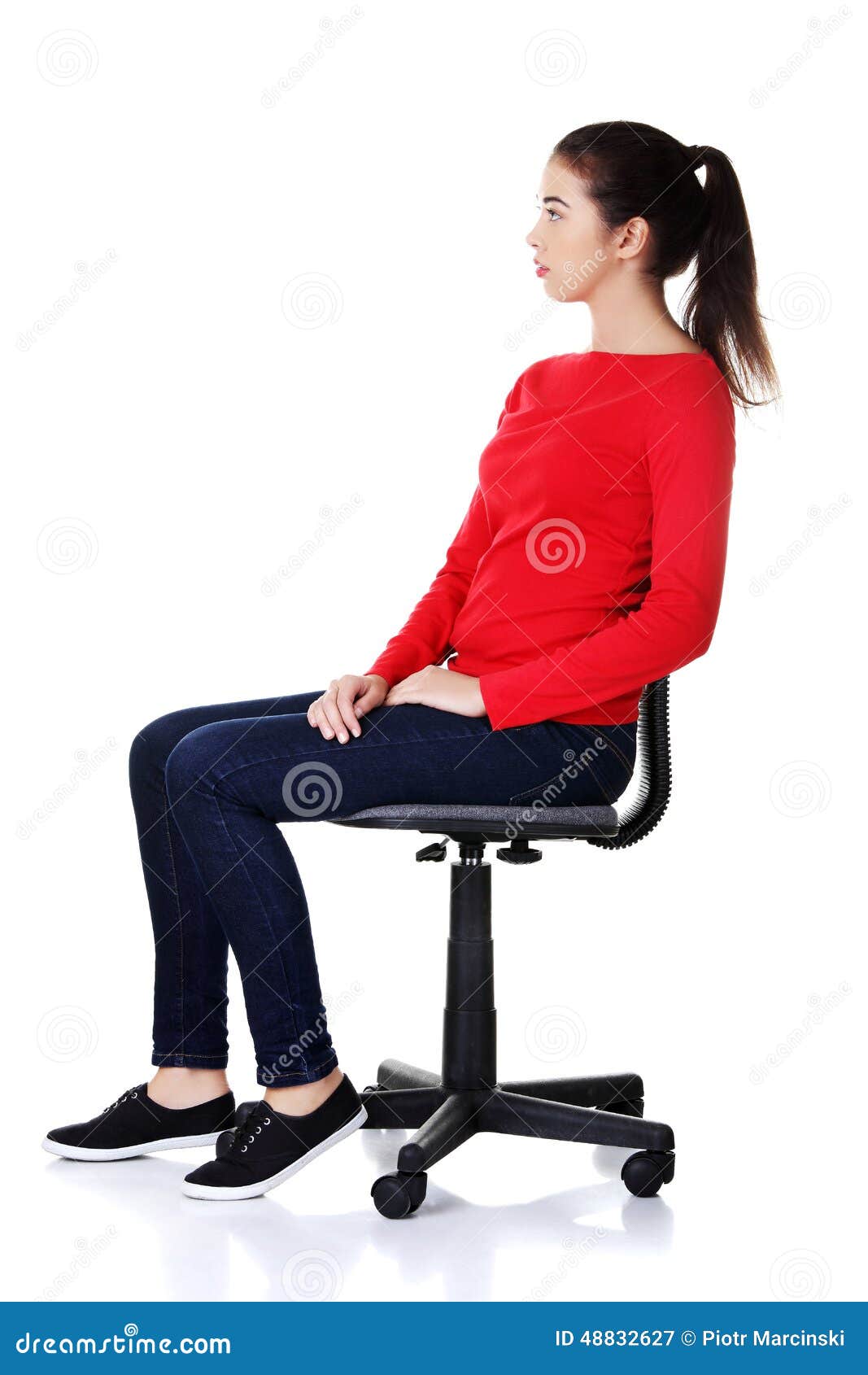 Side View Student Woman Siting on Armchair Stock Image - Image of study ...