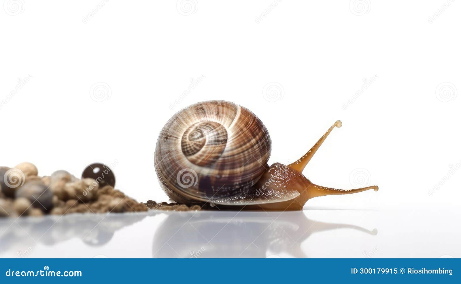 Side View Studio Shot of a Snail with White Isolated Background and ...