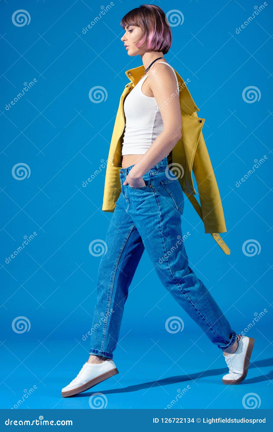 Side View of Stylish Girl Walking Stock Photo - Image of style ...