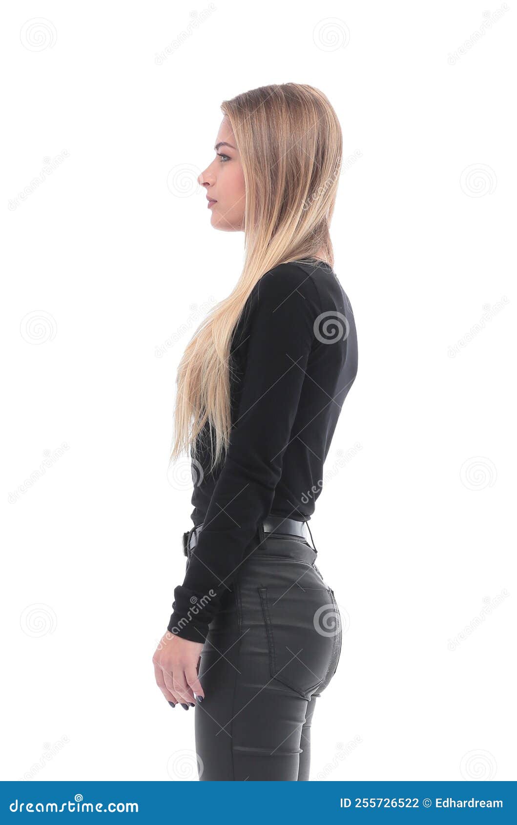Side View. Stylish Young Woman Looking Forward Stock Photo - Image of ...