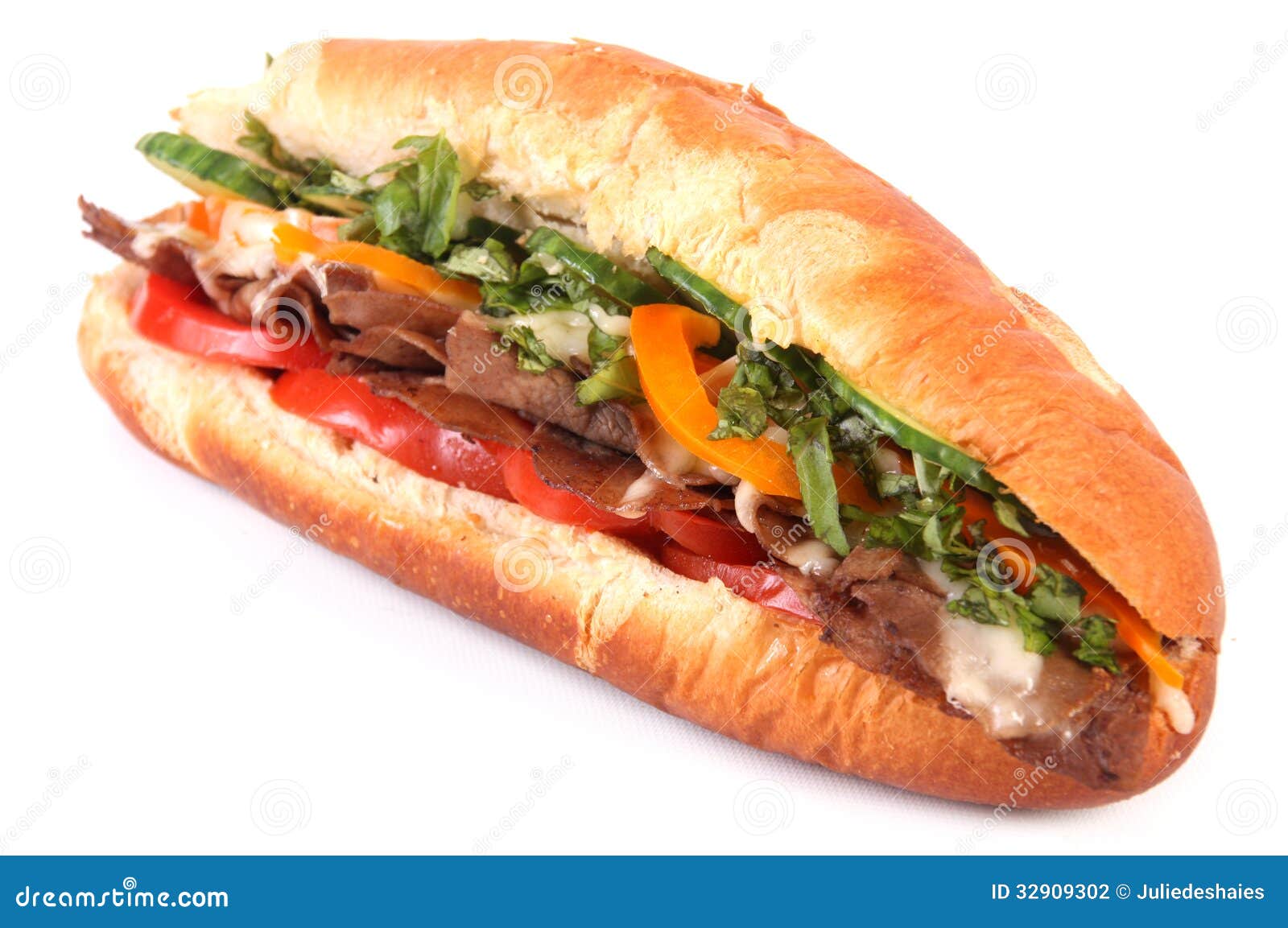 Side view sub sandwich stock photo. Image of studio, baguette - 32909302