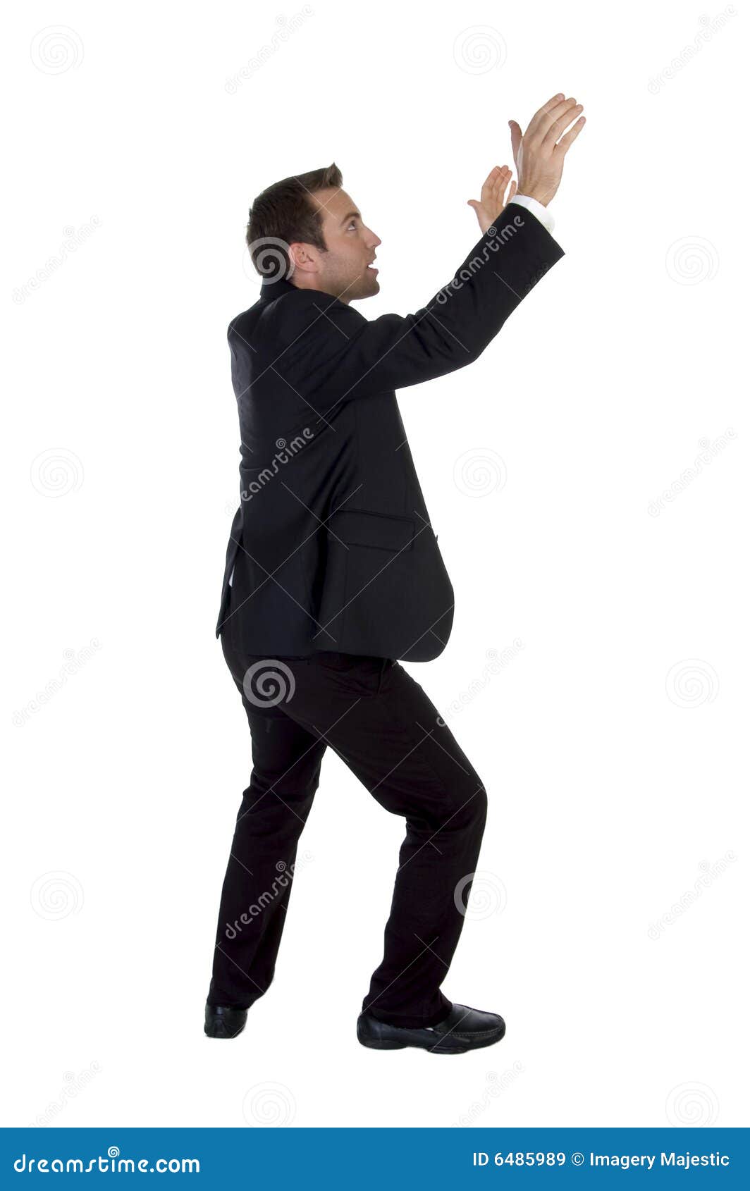 Side View Of Success Businessman With Raised Hands Picture. Image: 6485989