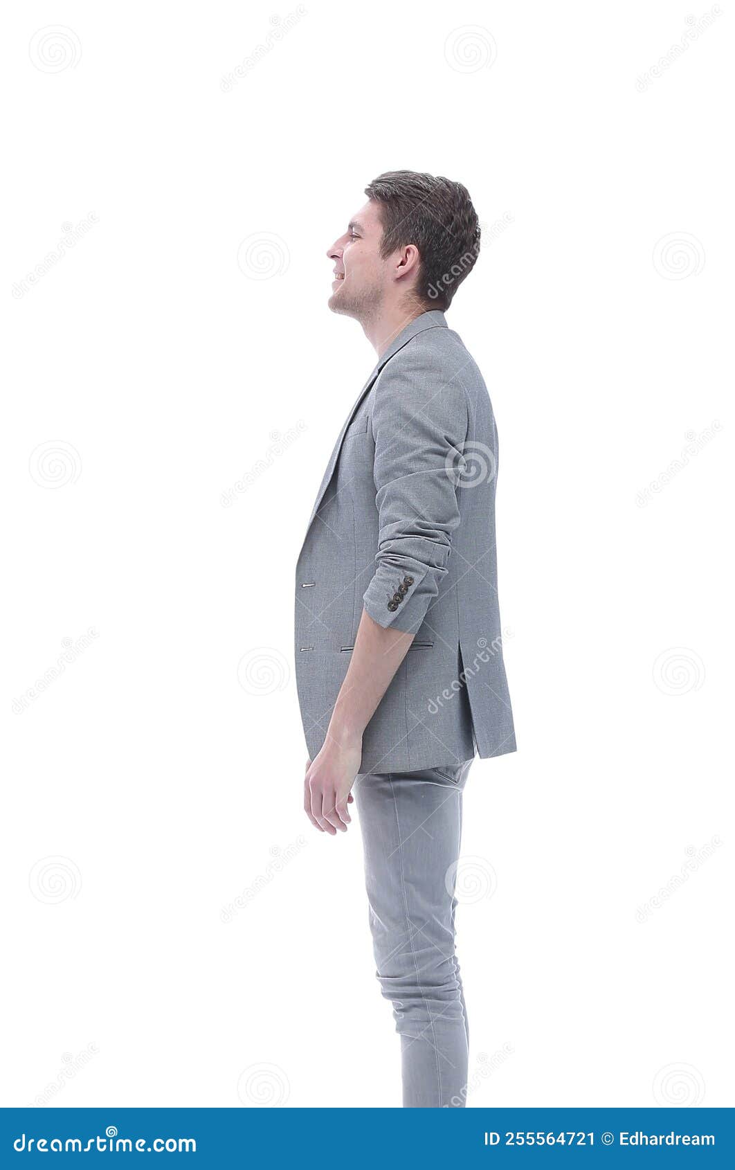 Side View. Successful Young Man Looking Forward Stock Image - Image of ...