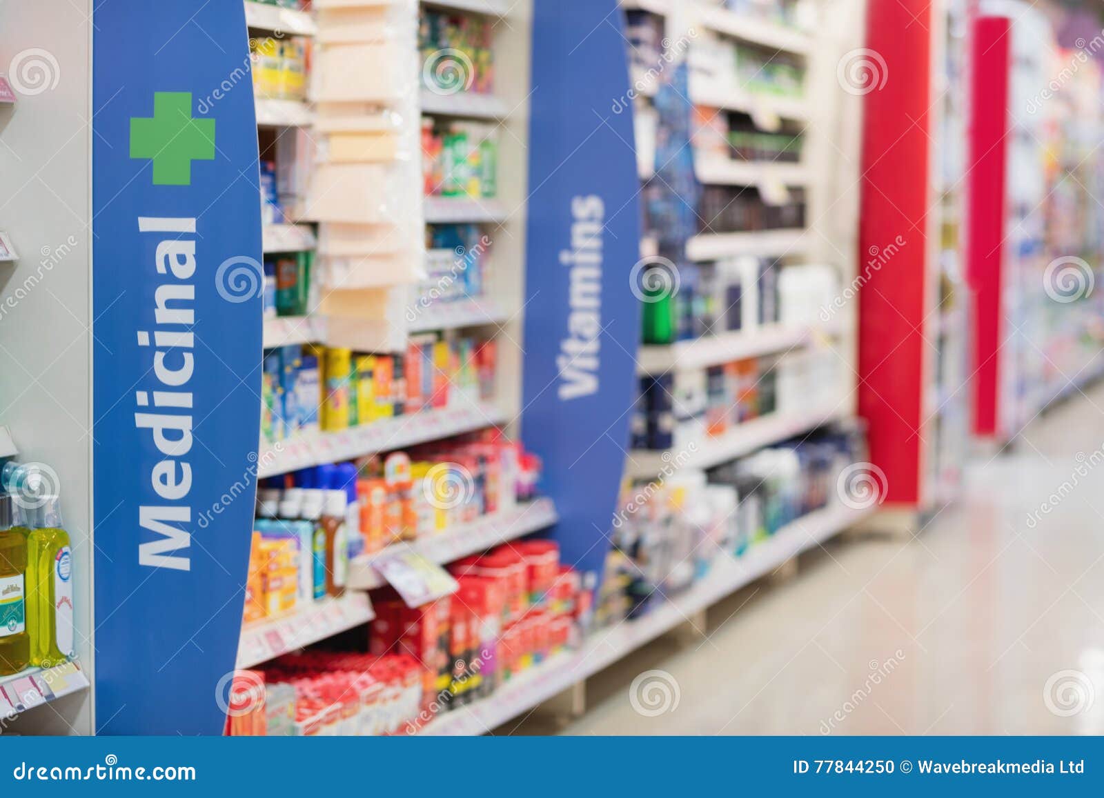 Side View of Supermarket Shelves Stock Photo - Image of shelves, market ...