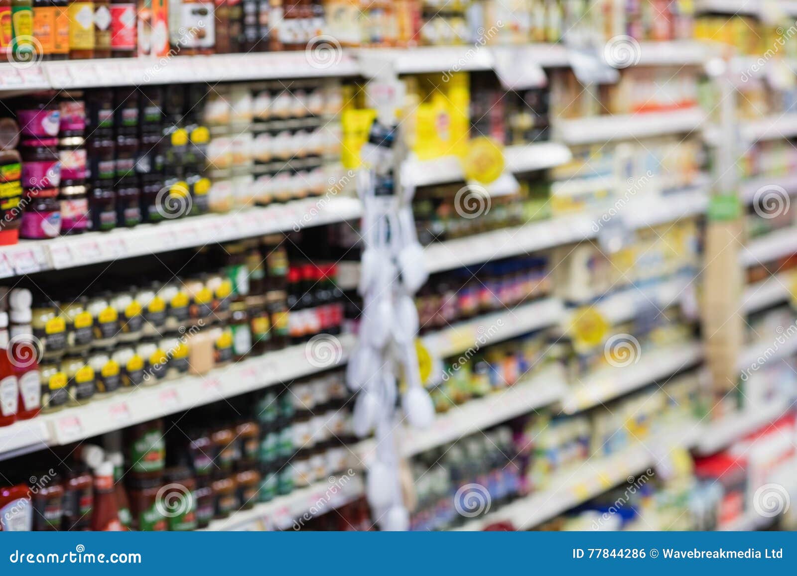Side View of Supermarket Shelves Stock Photo - Image of drink ...