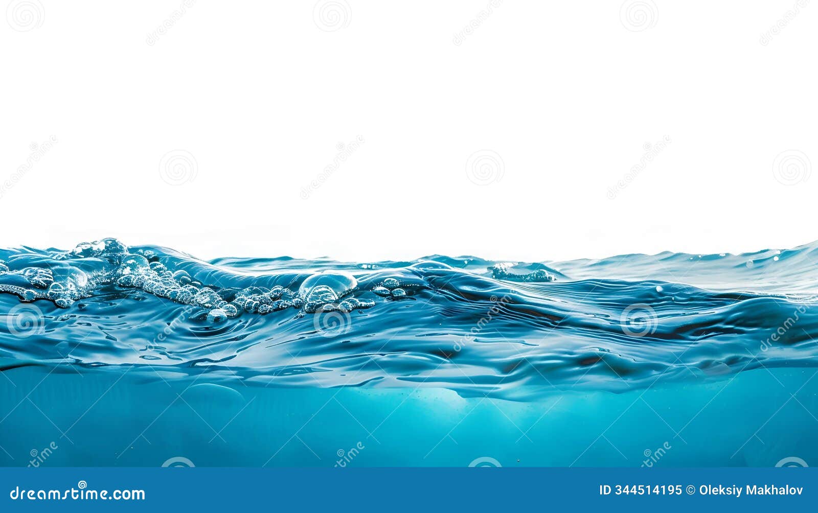 Side View Surface of Blue Water in White Background Stock Image - Image ...