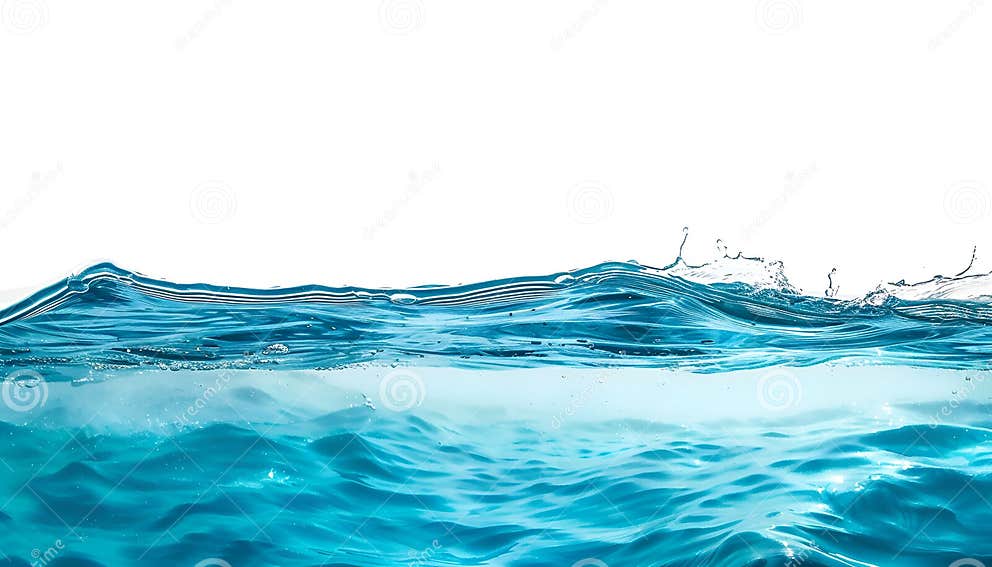 Side View Surface of Blue Water in White Background Stock Photo - Image ...
