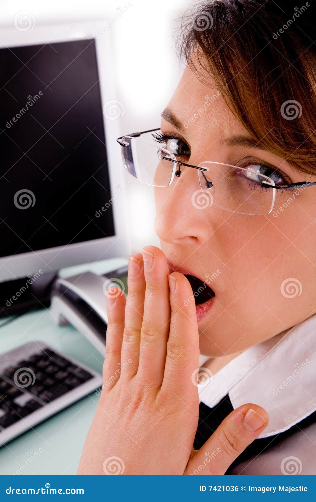 Side View of Surprised Executive Stock Photo - Image of indoors ...