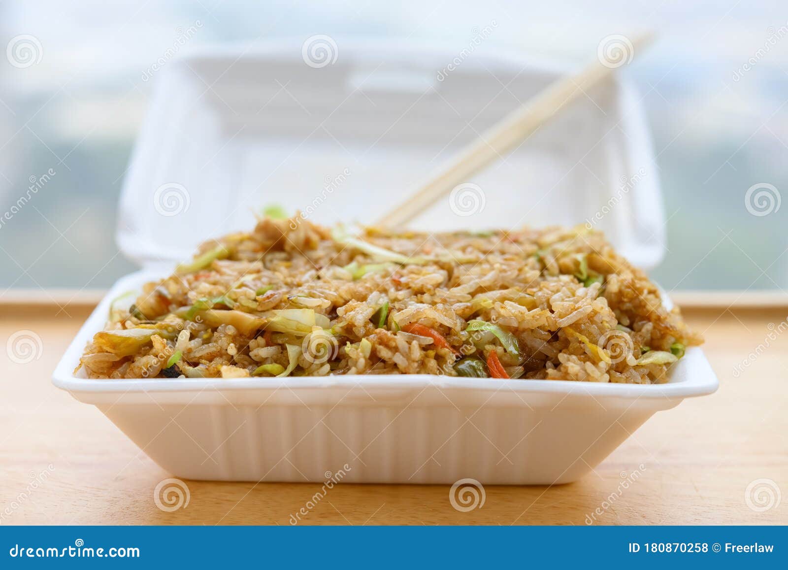 Take Away Fried Rice with Chopsticks Stock Photo - Image of delivery ...