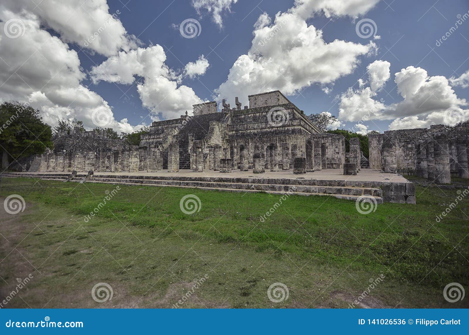 Side View of the Temple of the Warriors 3 Stock Photo - Image of ...