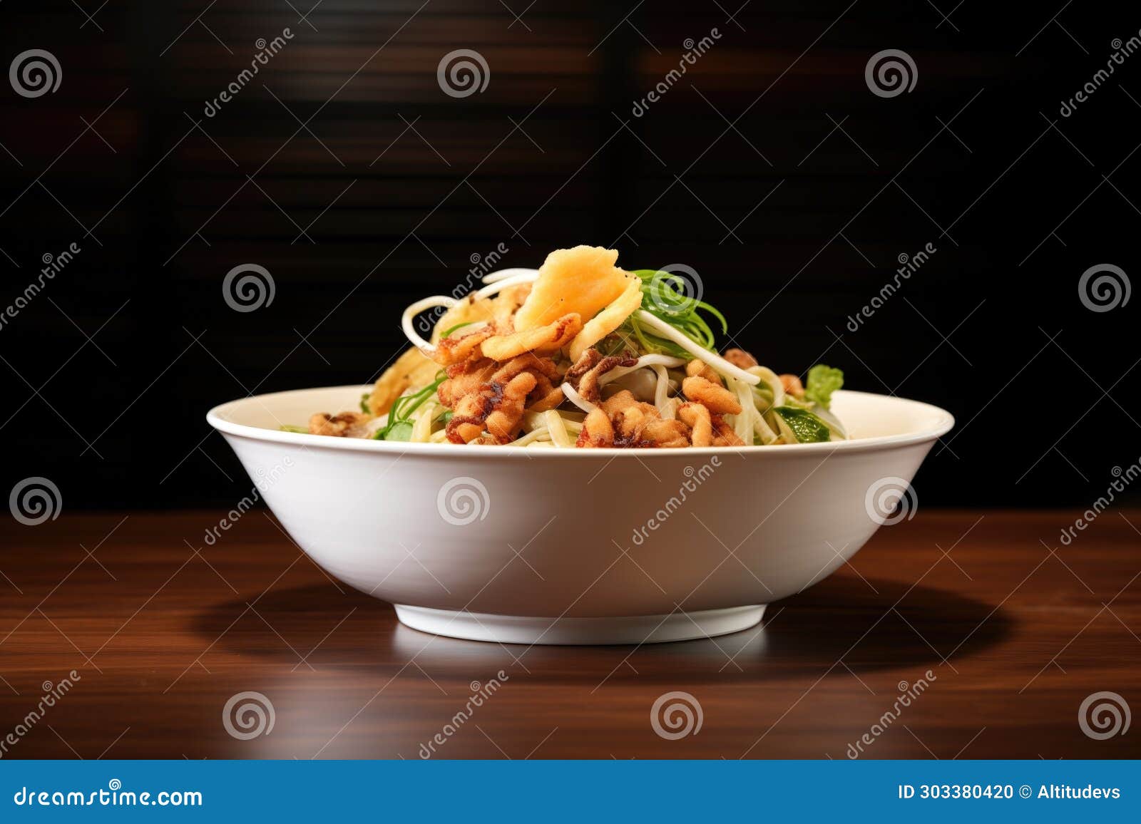 Side View of Tempura Udon Noodle Bowl Stock Photo - Image of side ...