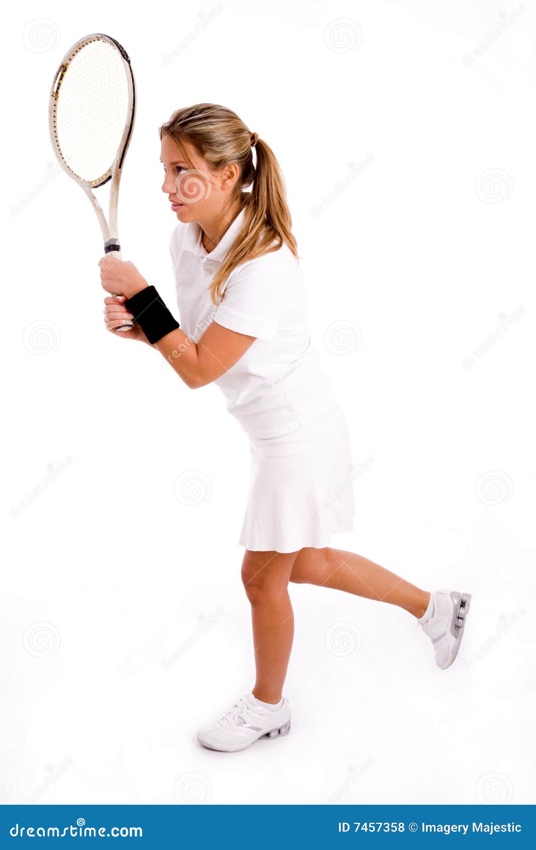 Side View Of Tennis Player Holding Racket Stock Photo - Image of ...