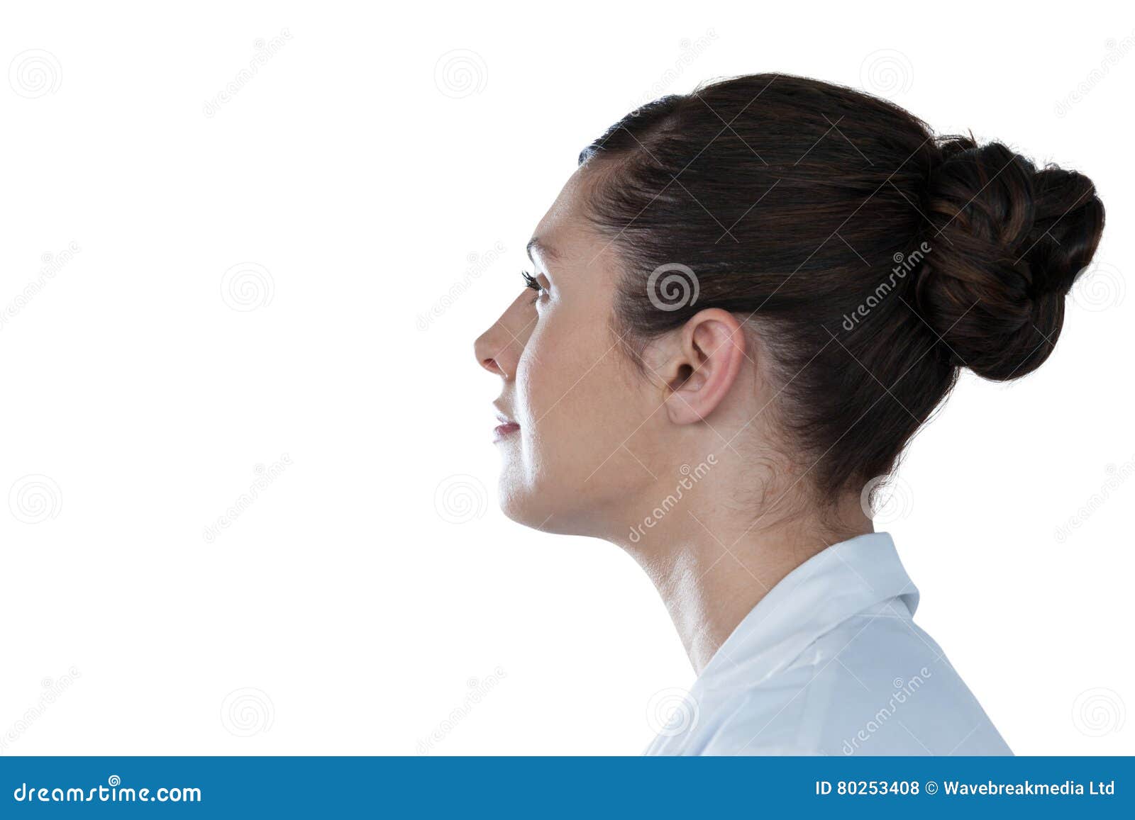 Side View of Thoughtful Female Scientist Looking Away Stock Photo ...