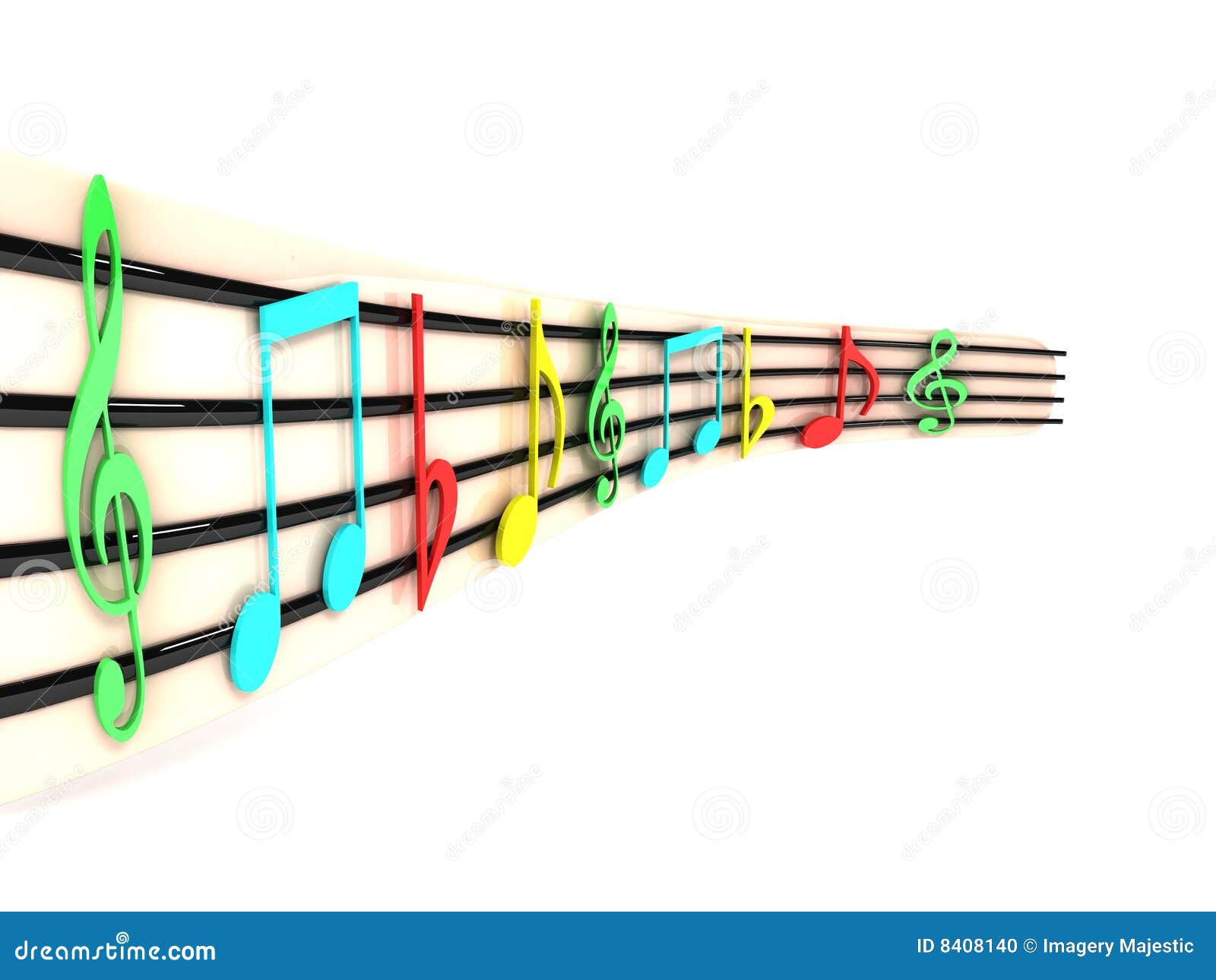 Side View of Three Dimensional Musical Notes Stock Illustration ...