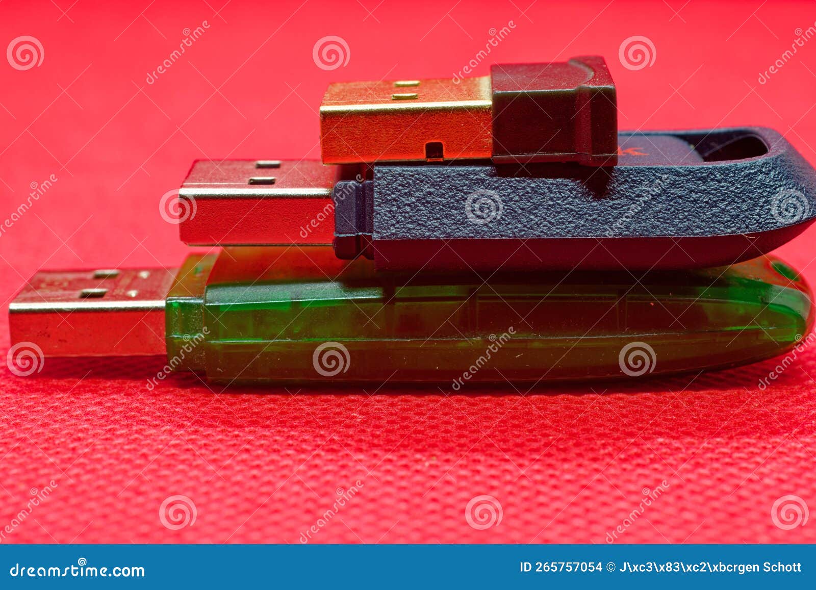 Side View of Three USB Sticks Stacked on Top of Each Other Stock Photo ...