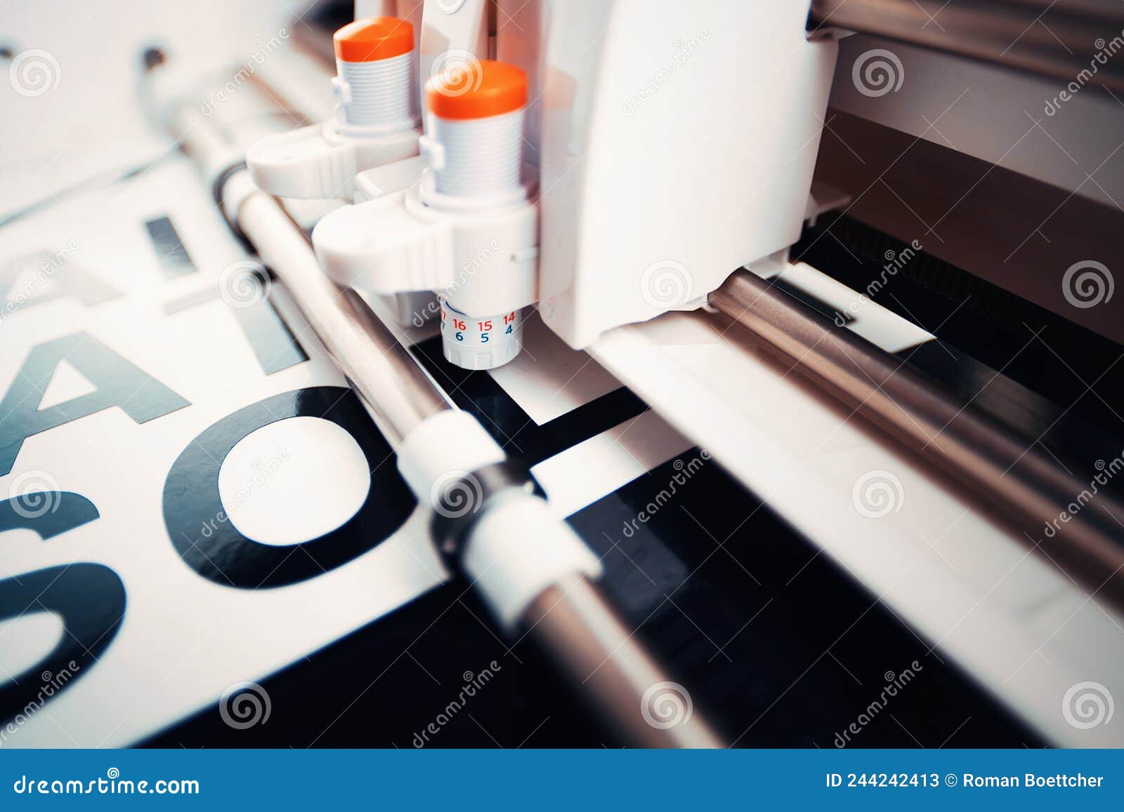 Side View on Tool Head of Cutting Plotter Equiped with Adjustable ...