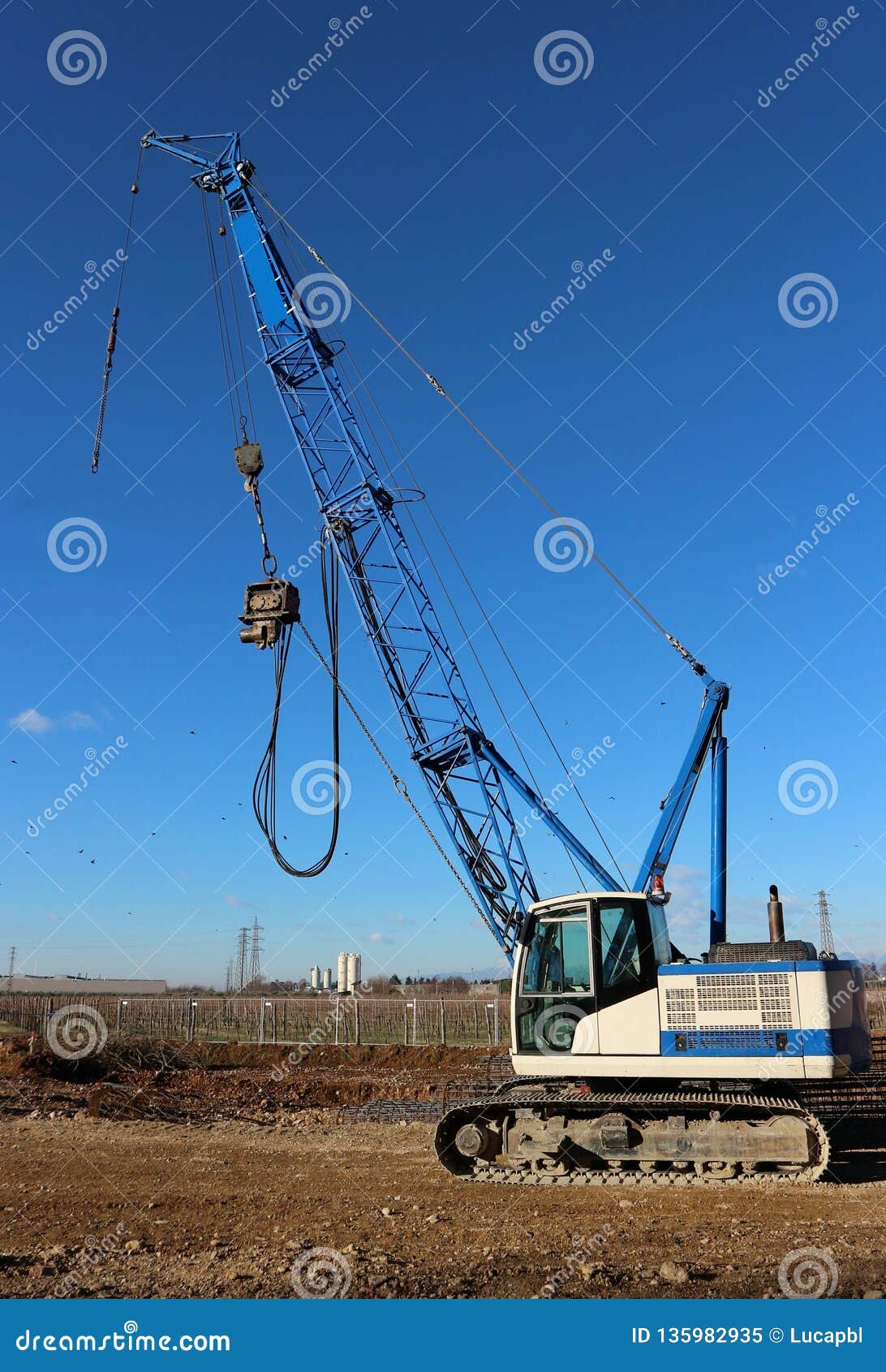 Side View of Tracked Mobile Crane in a Construction Site Stock Image ...