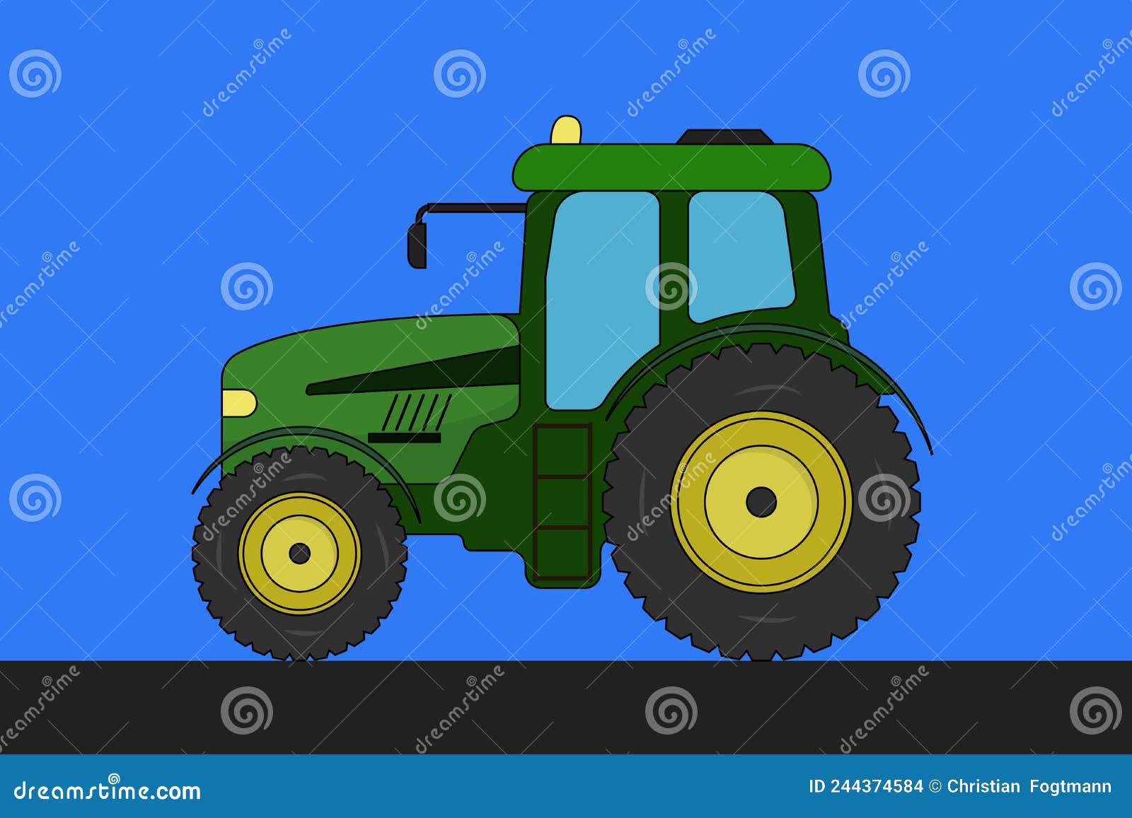Side View of a Tractor - Flat Design Stock Vector - Illustration of ...