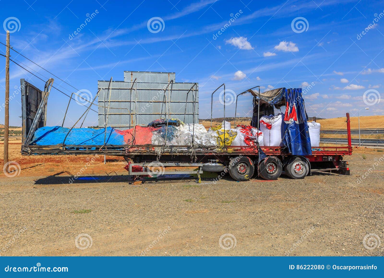 Side View of a Trailer of a Truck, Totally Burned Stock Photo - Image ...