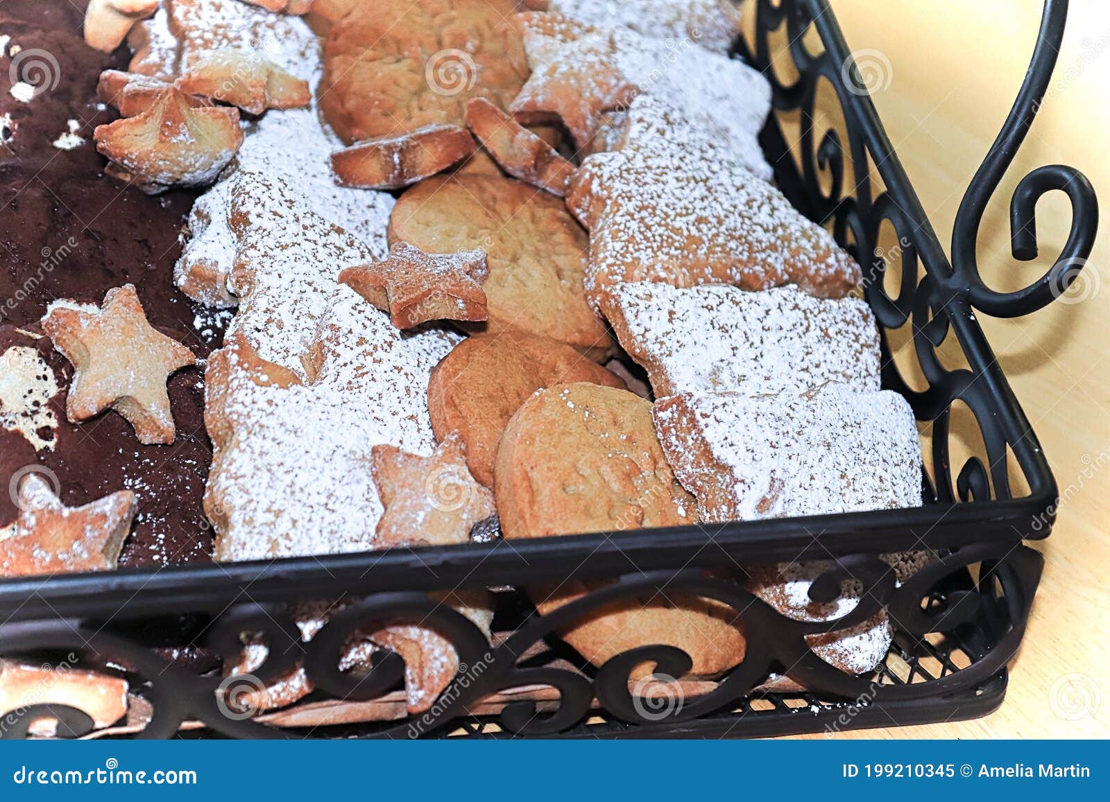 Side View of Tray of Cookies in Various Shapes Stock Image - Image of ...