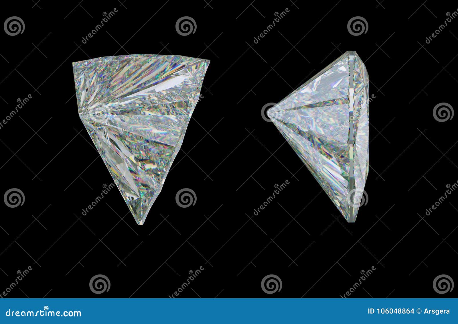 Side View of Trillion Cut Diamond or Gemstone on Black Stock ...