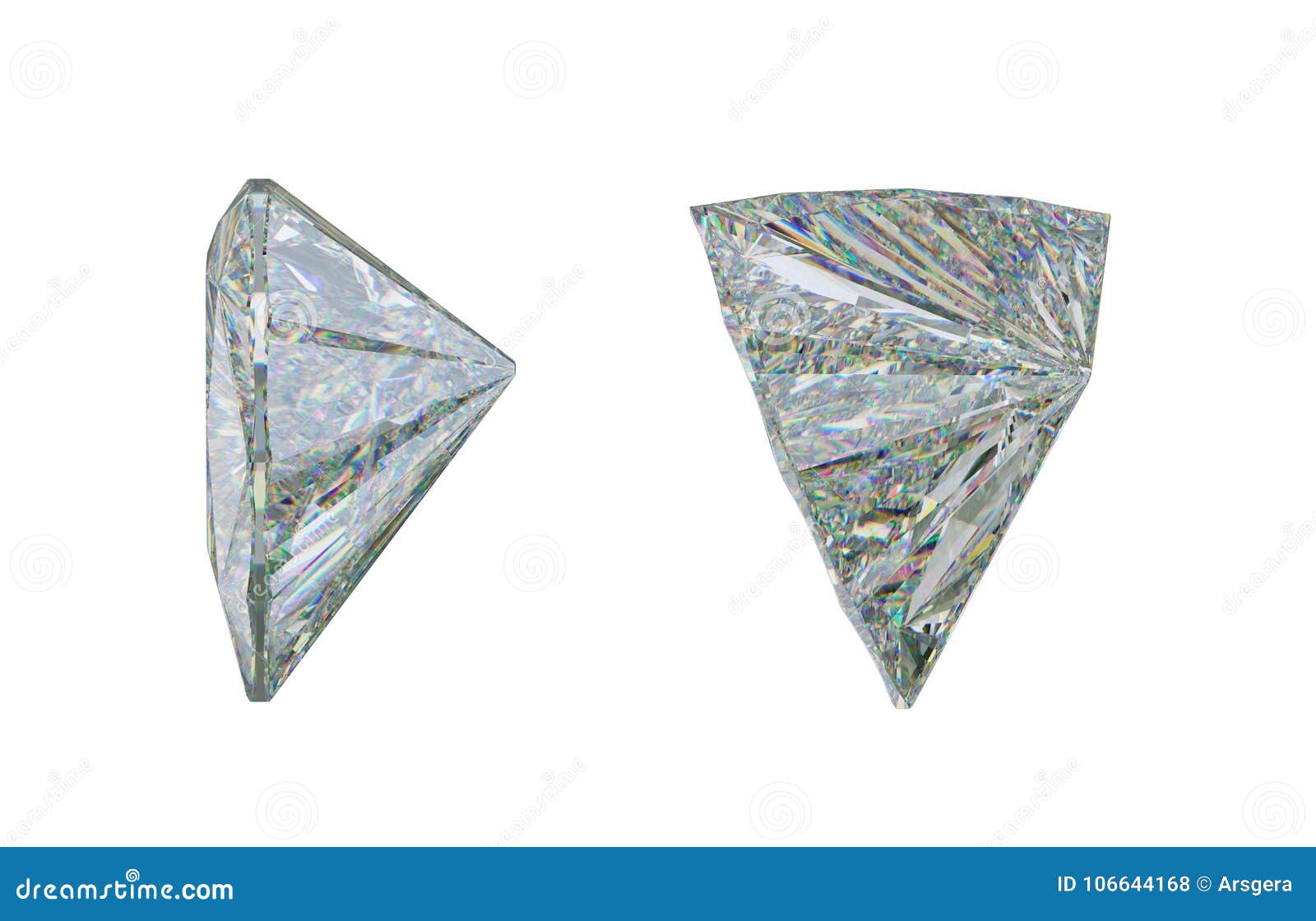 Side View of Trillion Cut Diamond or Gemstone on White Stock ...