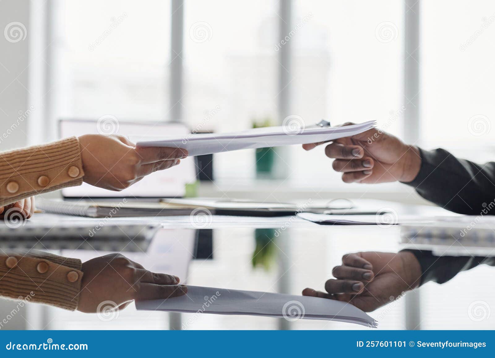 People Handing Document Over Table Stock Image - Image of businessman ...