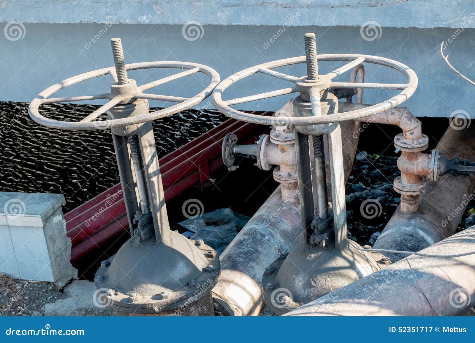 Side View of Two Industrial Valves Outdoors Stock Image - Image of ...