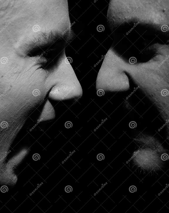 Side View on Two Screaming Men Stock Image - Image of anger, scream ...