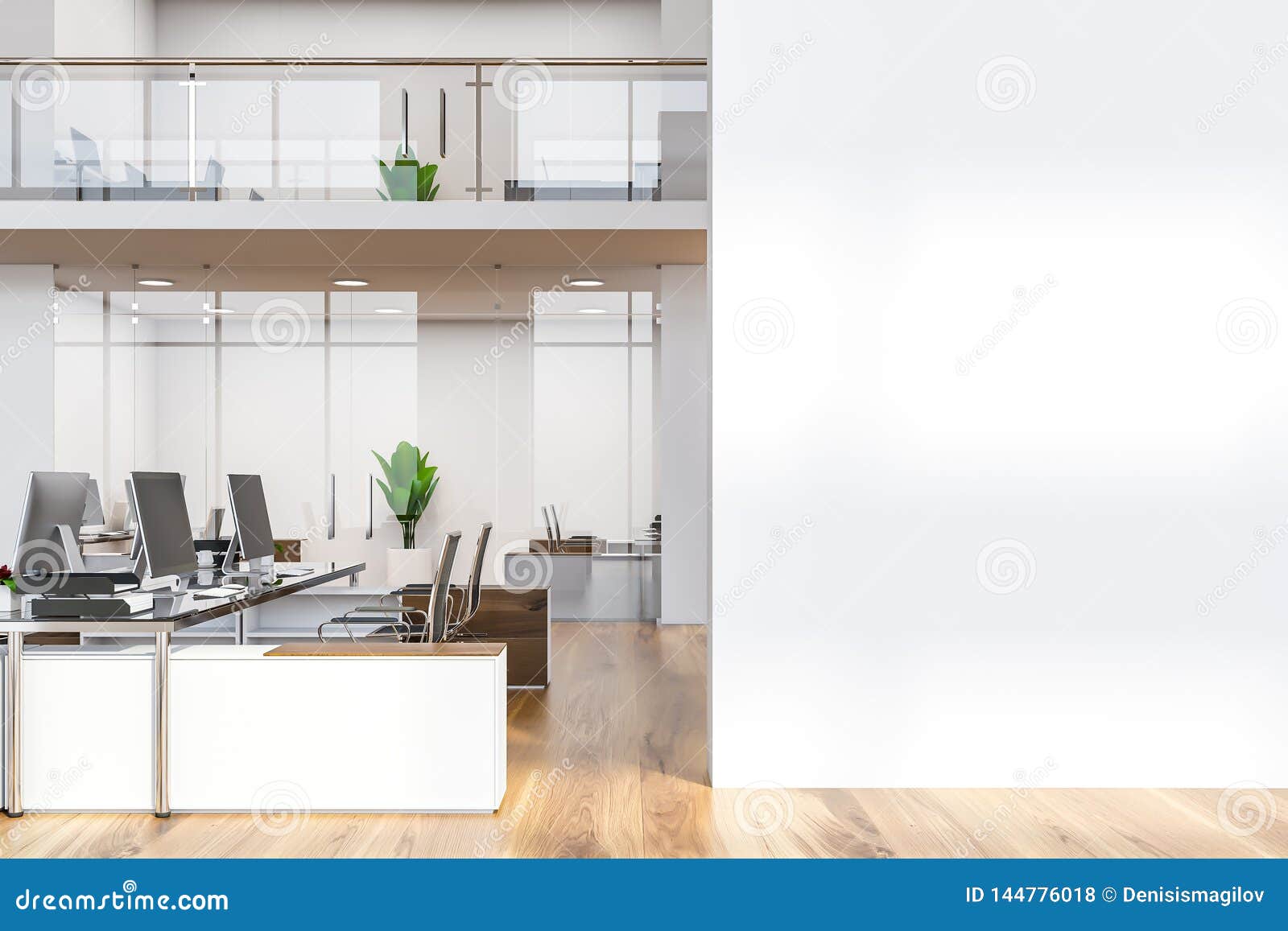 Side View of Two Storey Office, Mock Up Stock Illustration ...