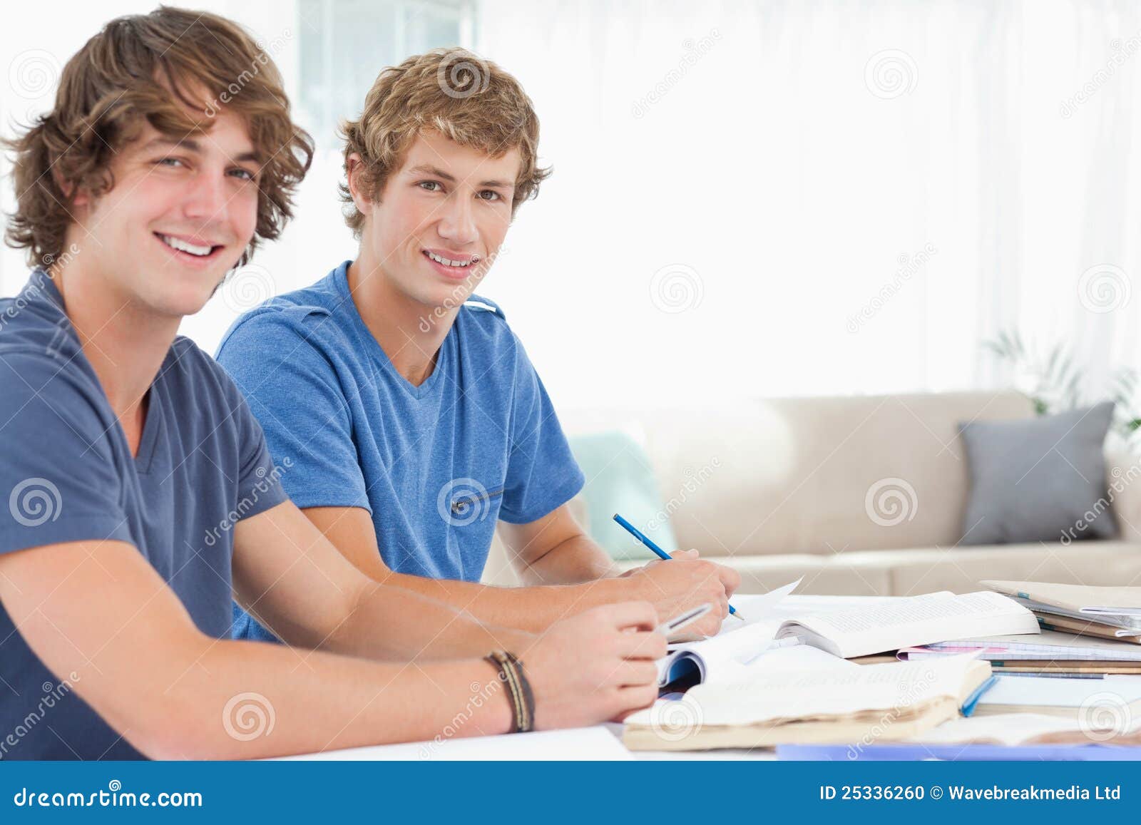 Side View of Two Students Looking into the Camera Stock Photo - Image ...