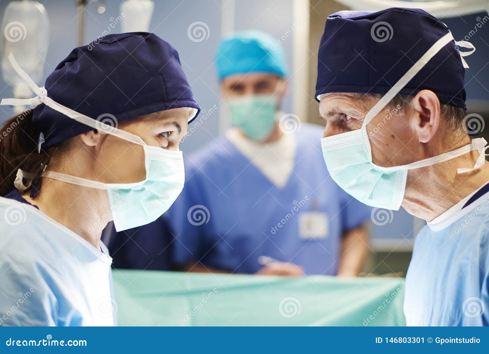 Side View of Two Surgeons Having Conversation Stock Image - Image of ...