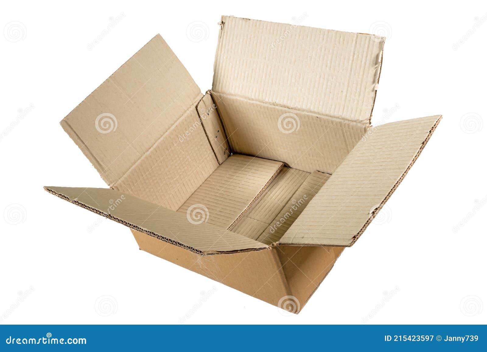 Side View of an Unfolded Empty Cardboard Box Isolated Stock Image ...