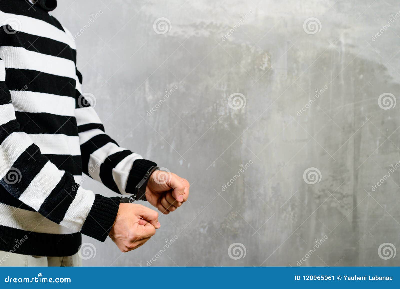 Side View of Unidentified Prisoner in Prison Stripped Uniform St Stock ...