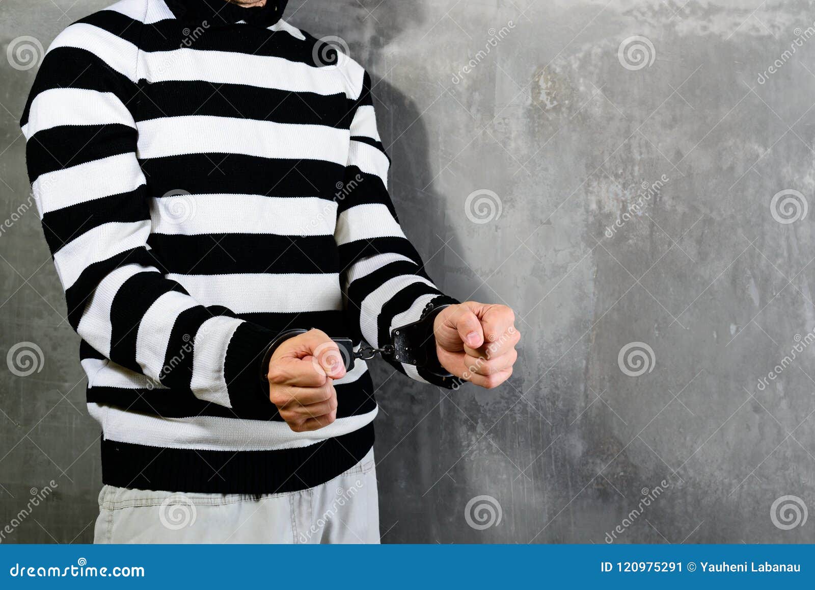 Side View of Unidentified Prisoner in Prison Stripped Uniform St Stock ...