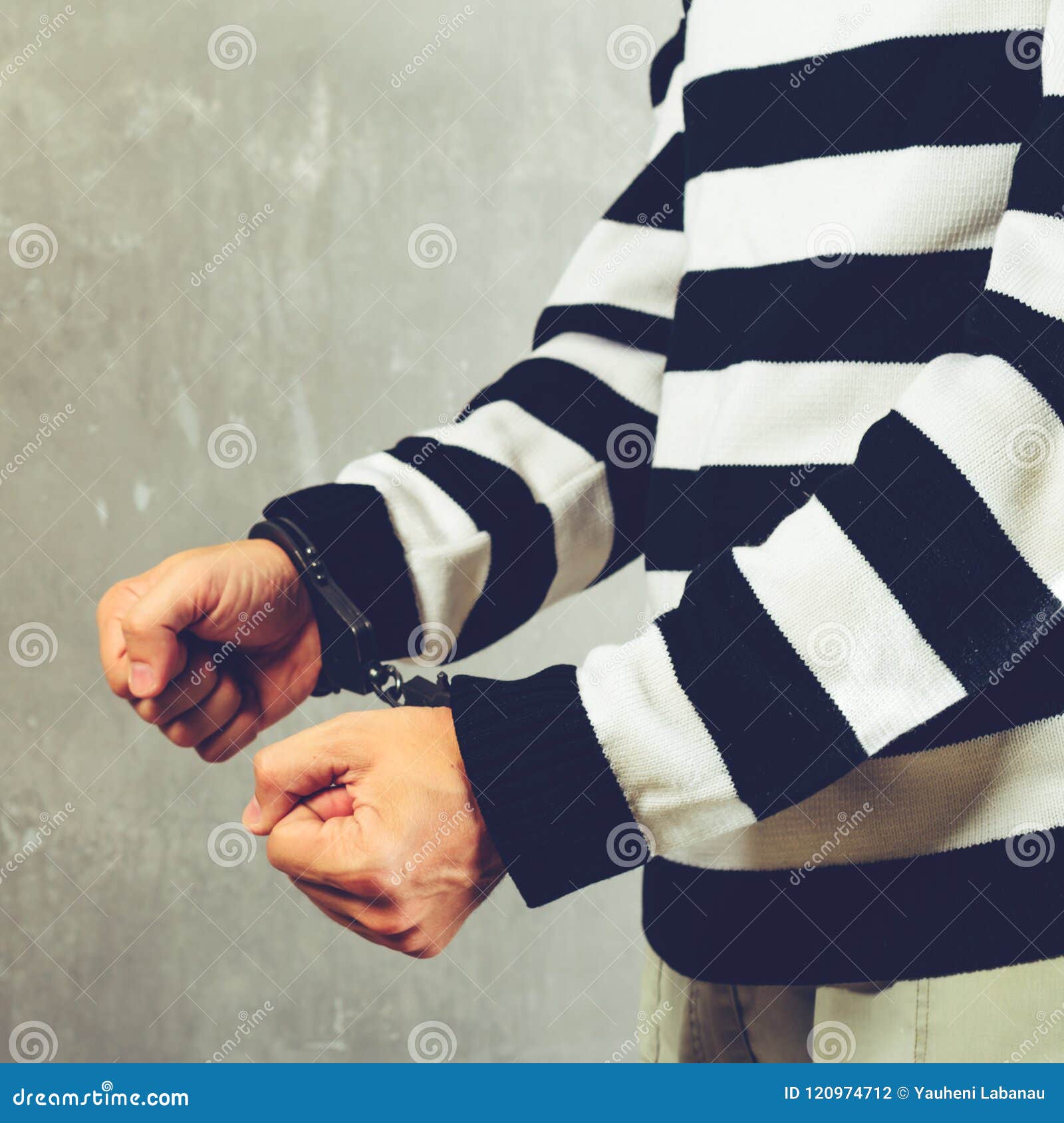 Side View of Unidentified Prisoner in Prison Stripped Uniform St Stock ...