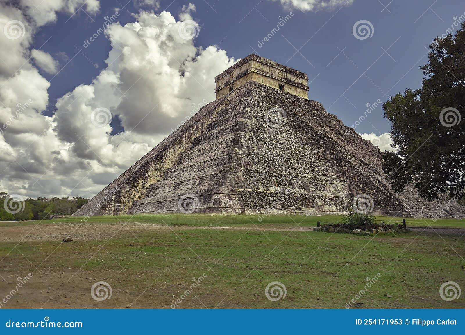 Side View of the Unrenovated Part of the Pyramid of the Chichen Itza ...