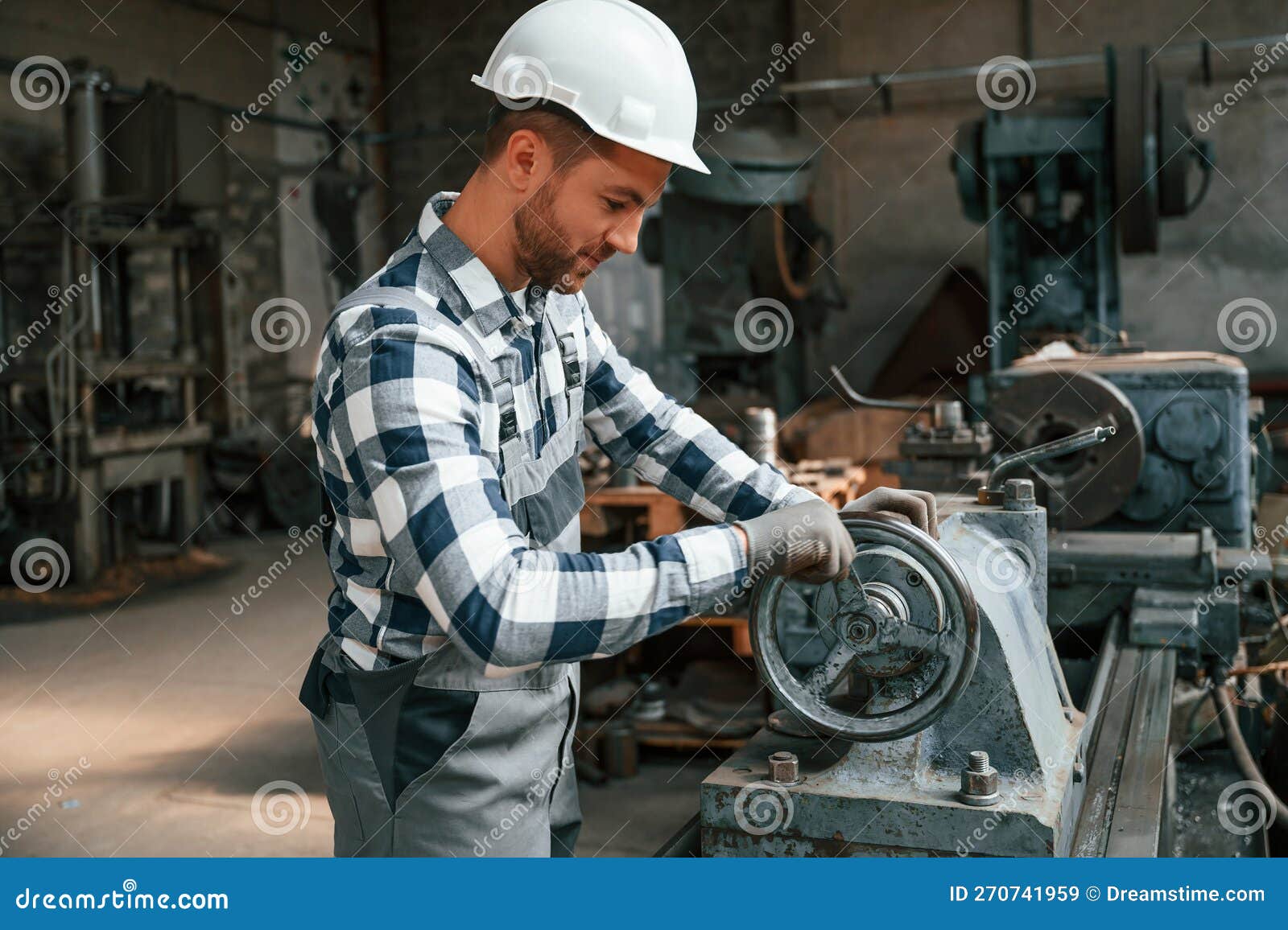 Side view. Using machine stock image. Image of steel - 270741959
