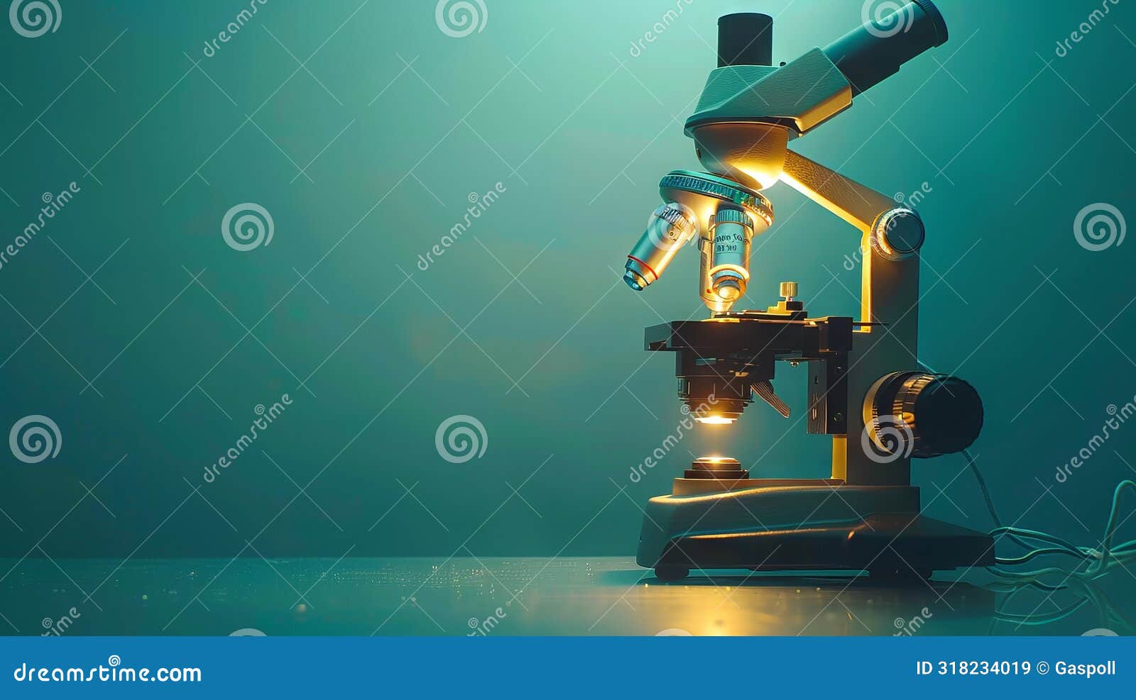Side View of a Vintage Microscope Illuminated by Subtle Light on a ...