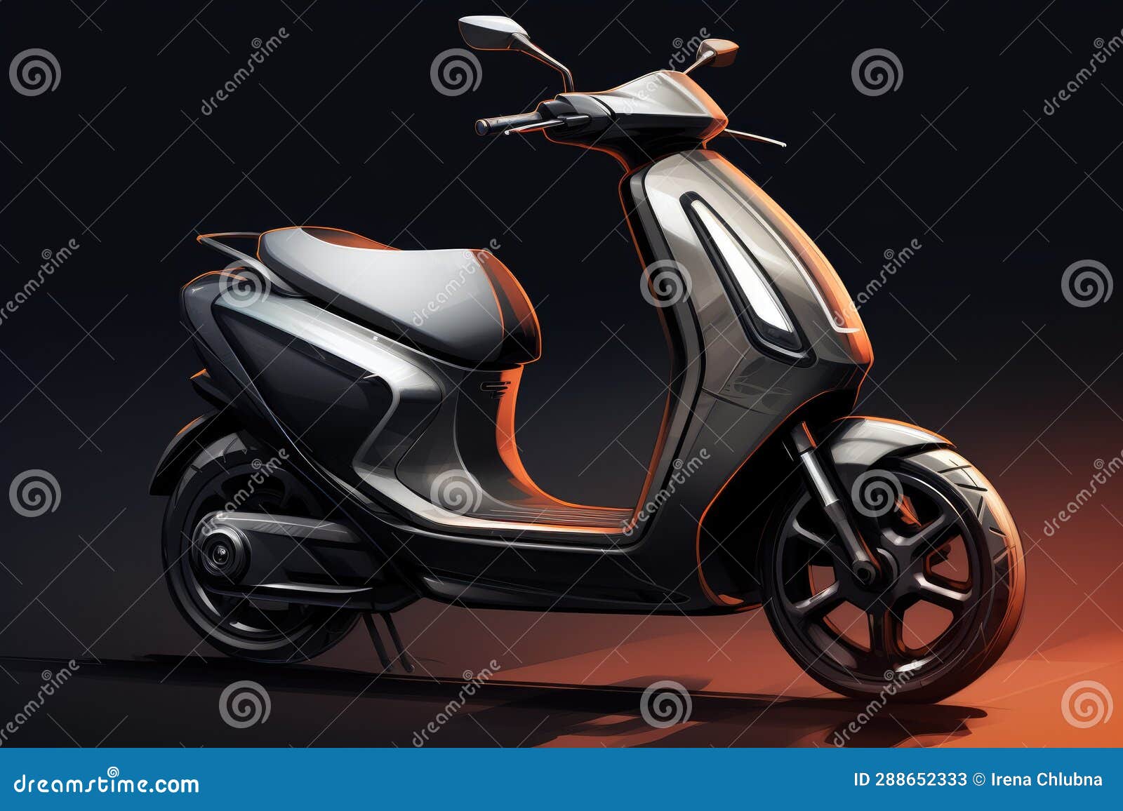 Side View of Vintage Scooter, Sketch Stock Illustration - Illustration ...