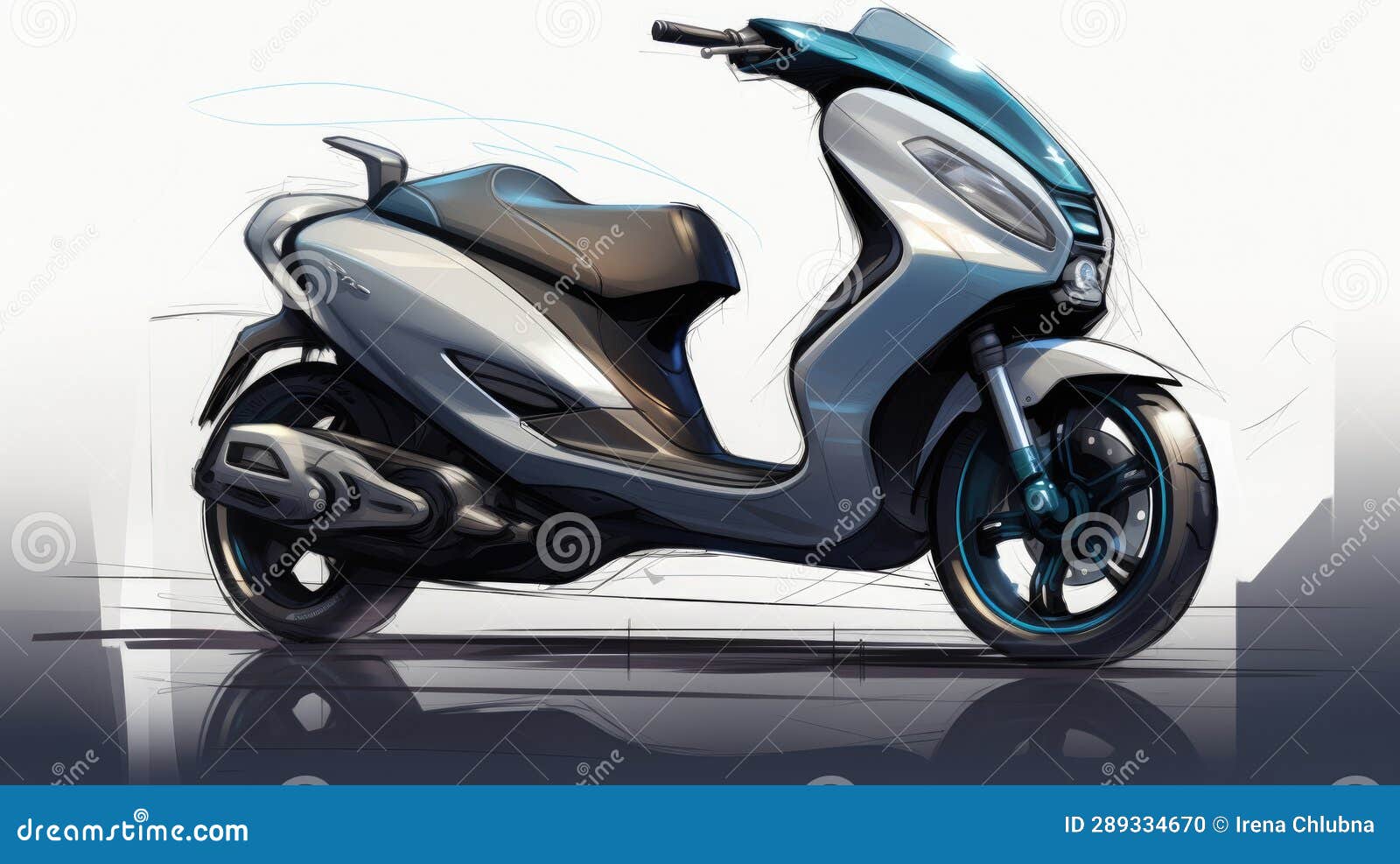 Side View of Vintage Scooter, Sketch Stock Illustration - Illustration ...