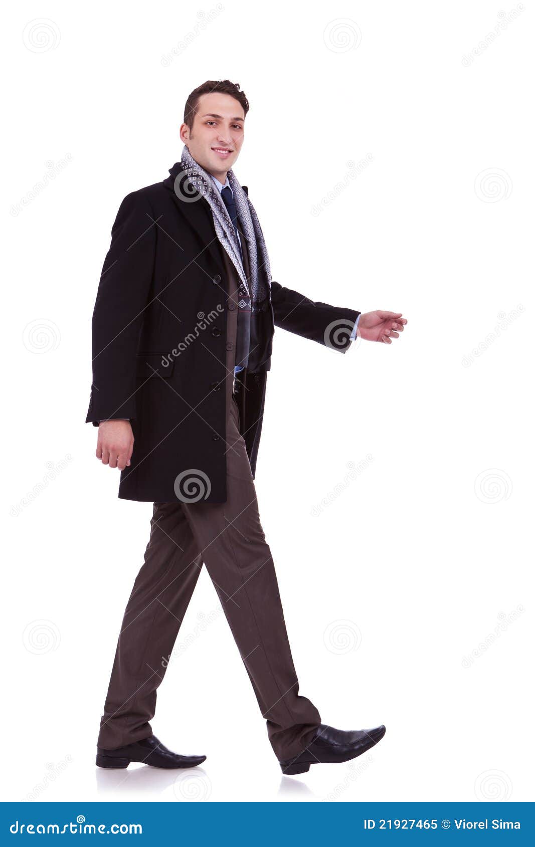 Side View Of A Walking Business Man Stock Image - Image of alone ...