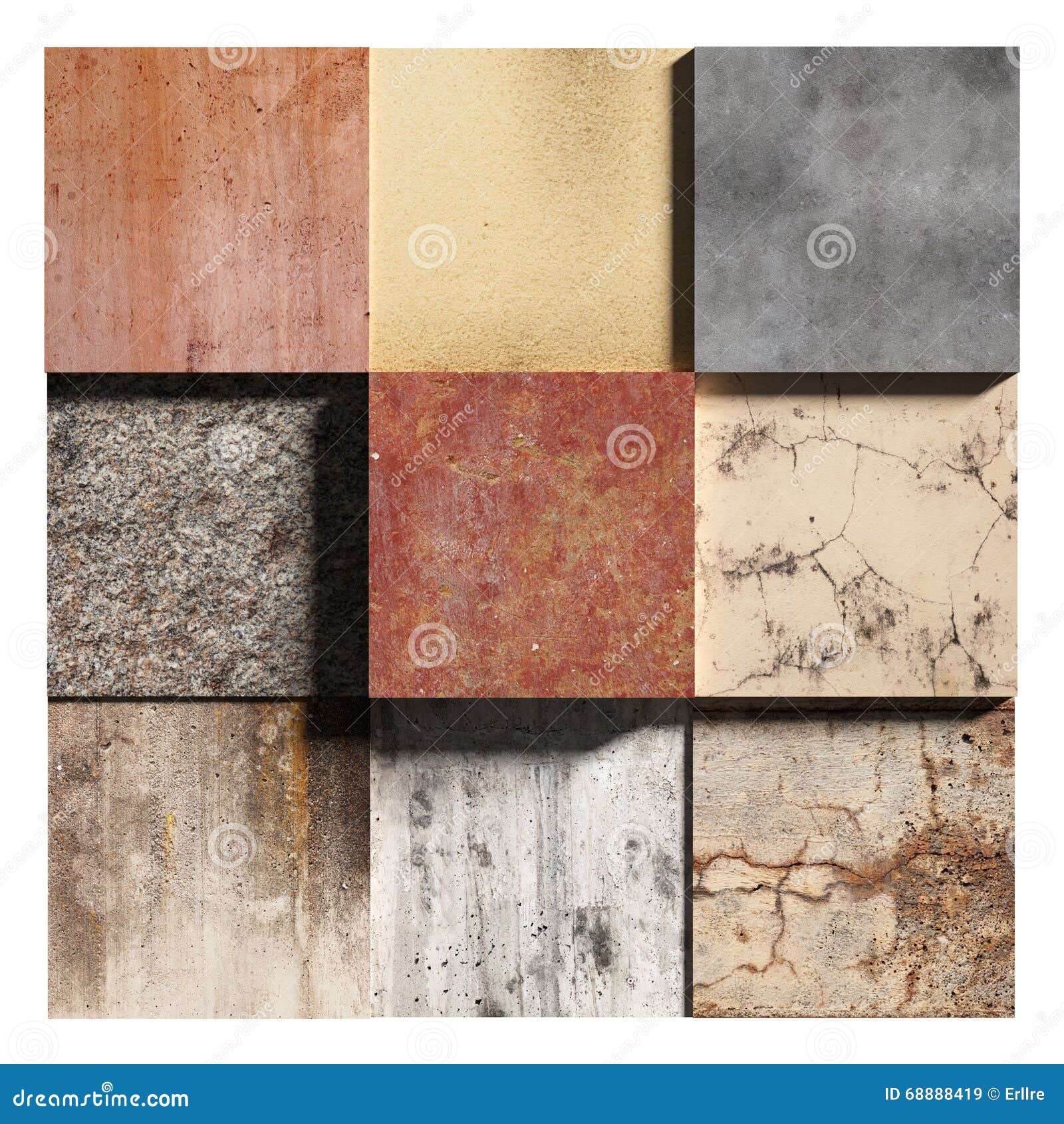 Side View on Wall Made of Square Elements Stock Illustration ...