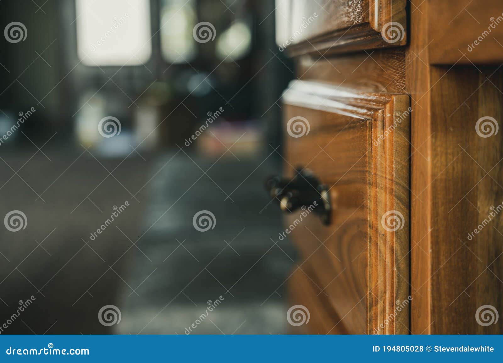 Side View of a Walnut Desk Drawer Being Pulled Open Stock Photo - Image ...