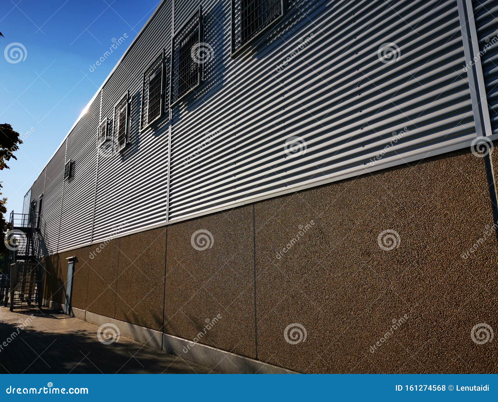 Side View Warehouse with Grilles at Windows Stock Photo - Image of ...