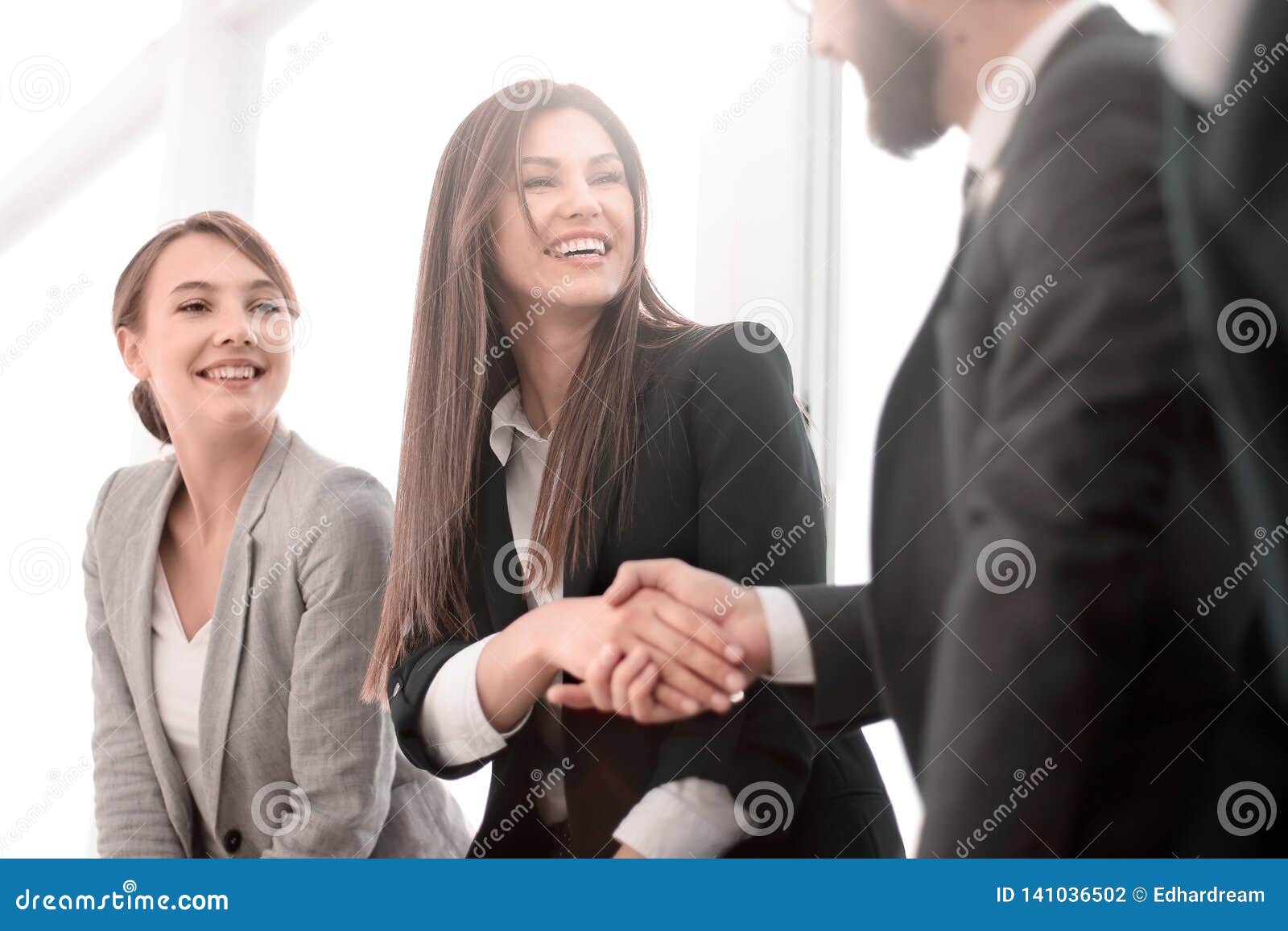 Side View.welcome and Handshake of Business People Stock Photo - Image ...